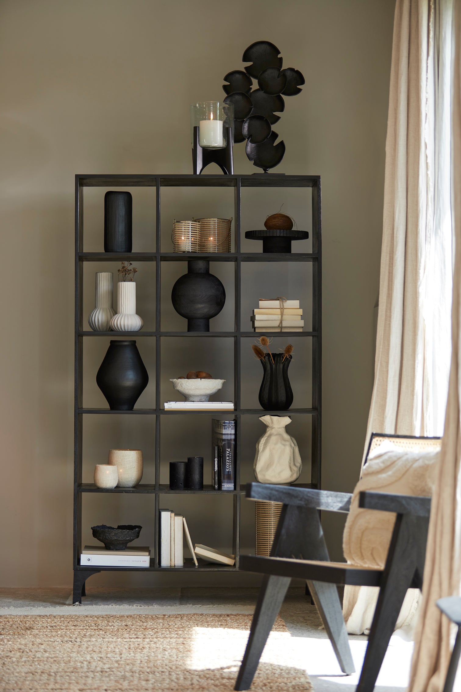 Light & Living Rayna Open Cabinet in Black Mango Wood – Shropshire Design