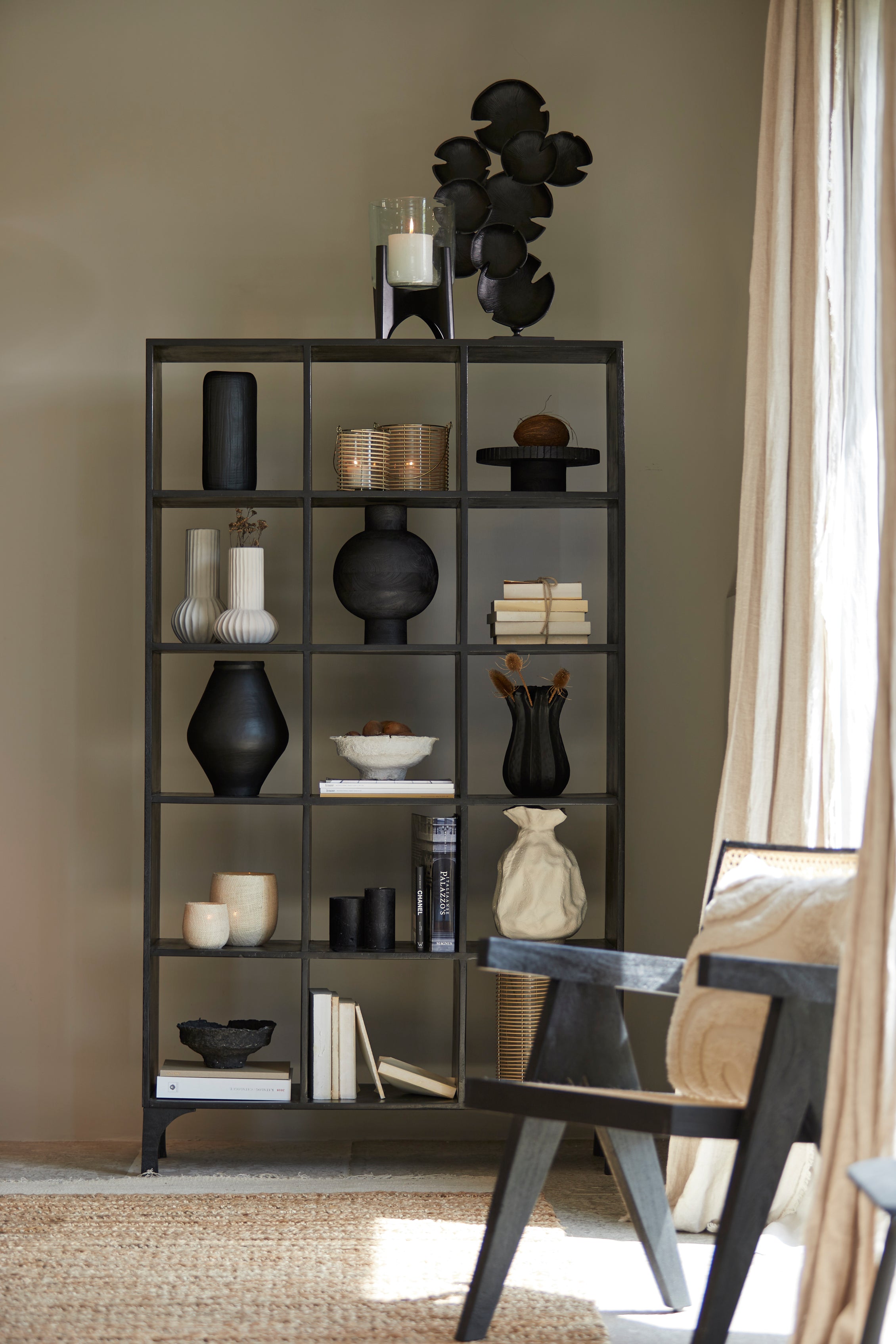 Light & Living Rayna Open Cabinet in Black Mango Wood – Shropshire Design