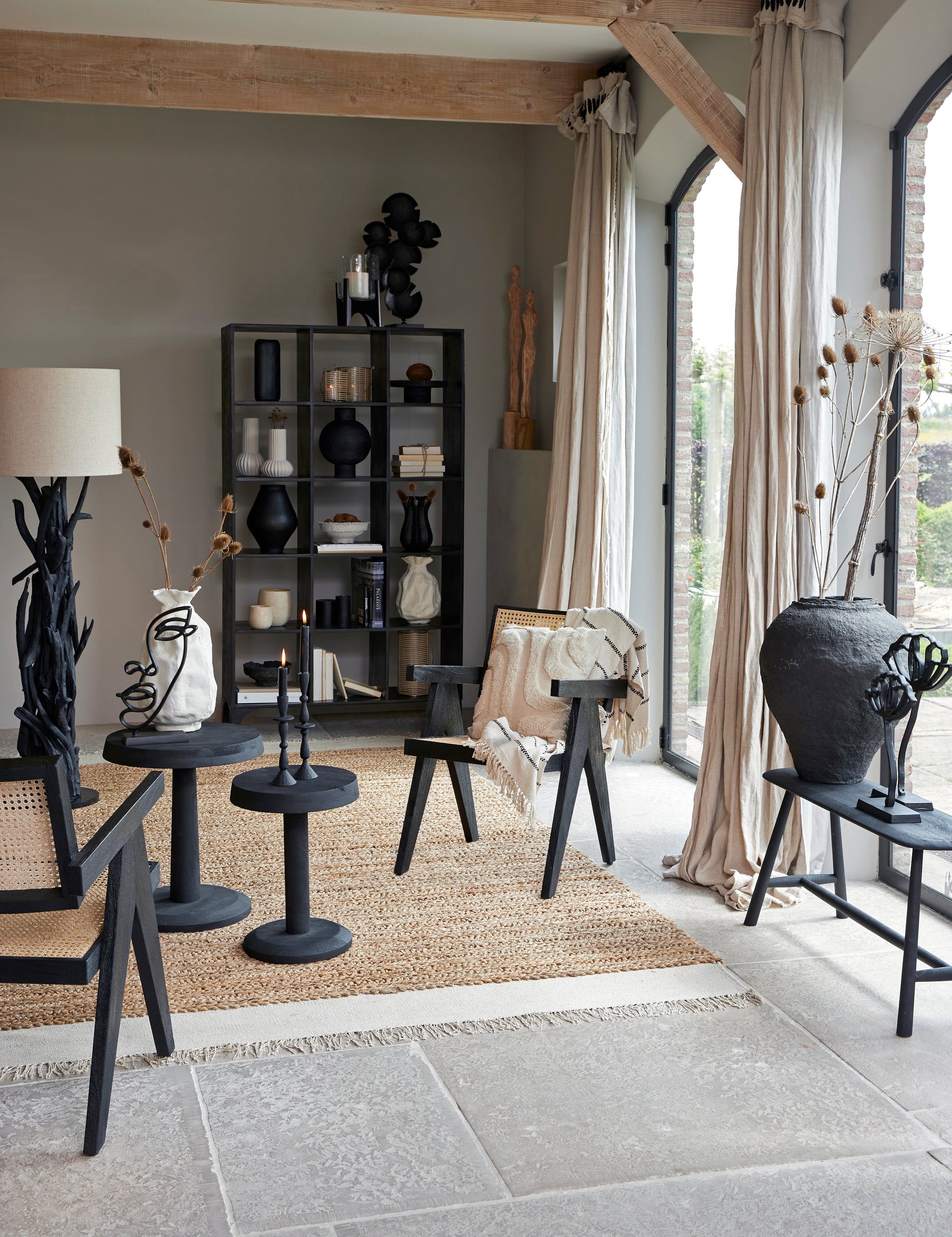 Light & Living Rayna Open Cabinet in Black Mango Wood – Shropshire Design