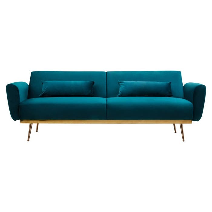 Adelaide Sofa Bed – Blue-Green Velvet – Shropshire Design