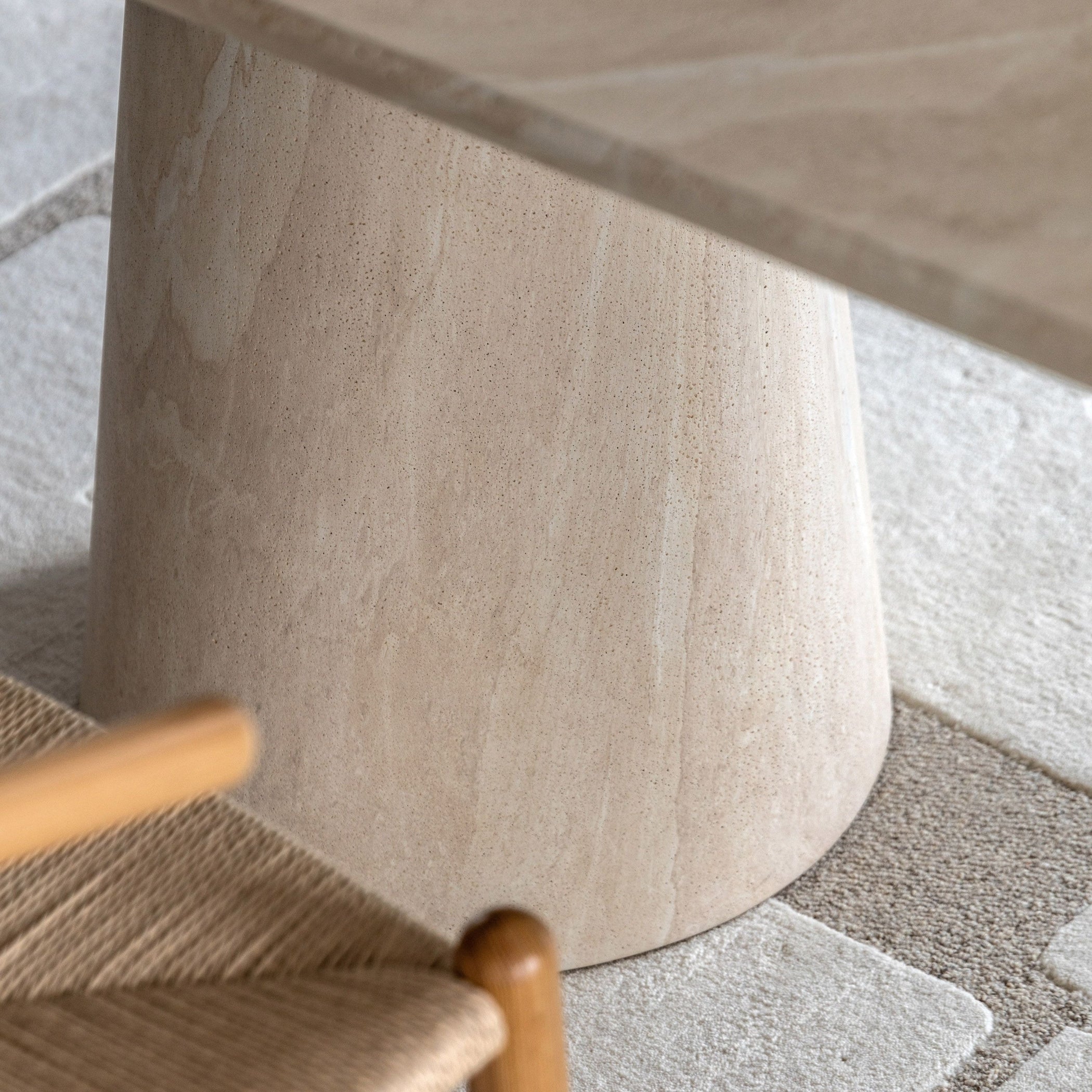 Arbor Oval Dining Table – Travertine-Style Finish – Shropshire Design