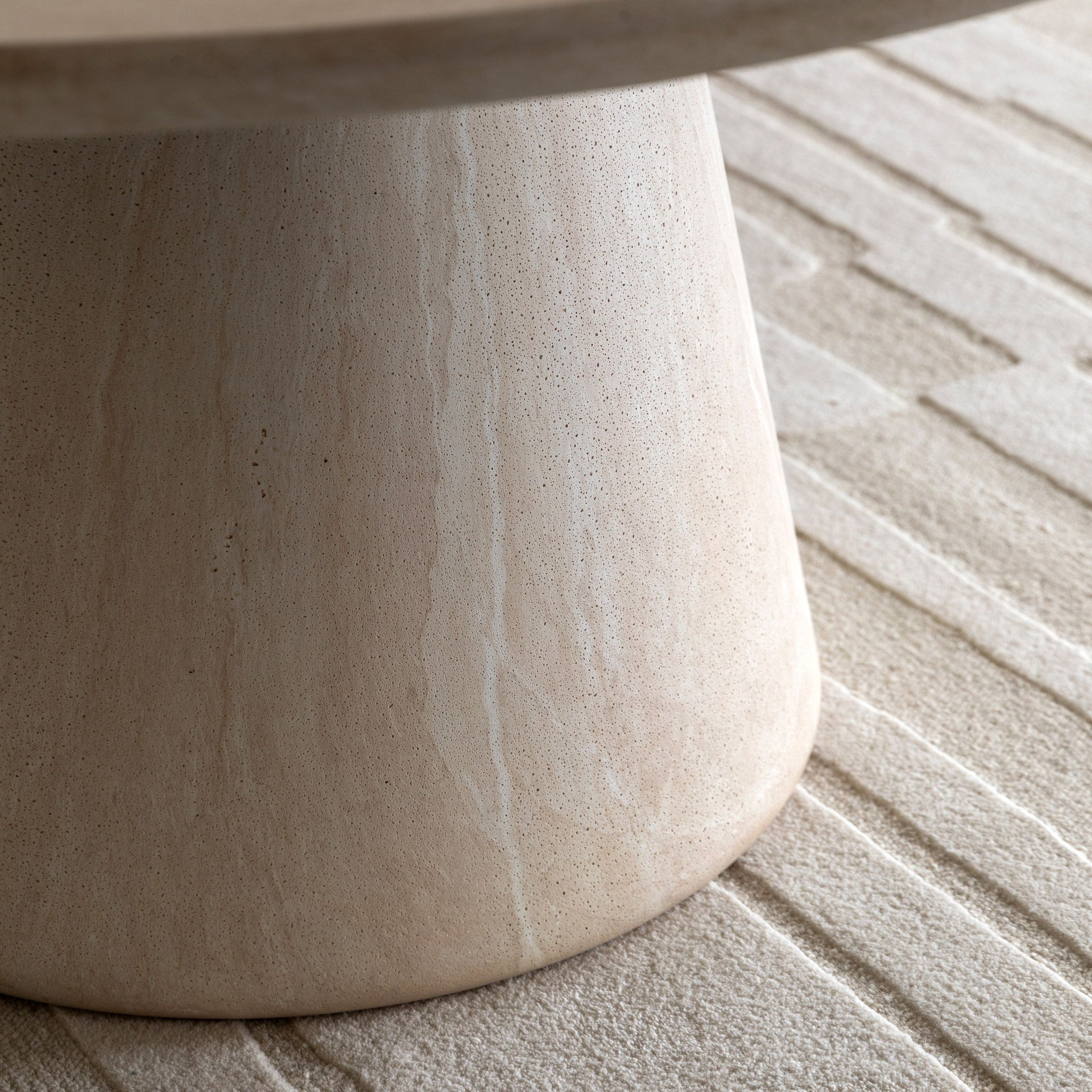 Arbor Round Dining Table – Travertine-Style Finish – Shropshire Design