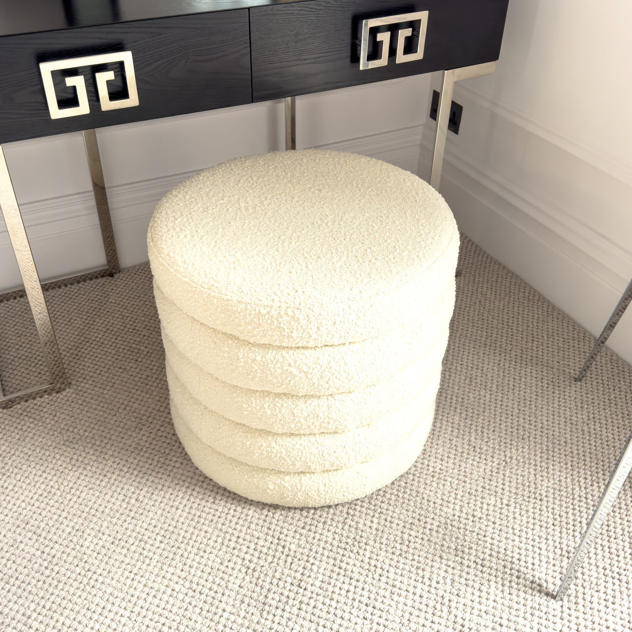 Bertram Ribbed Ottoman (CRIB 5) – Cream Boucle – Shropshire Design
