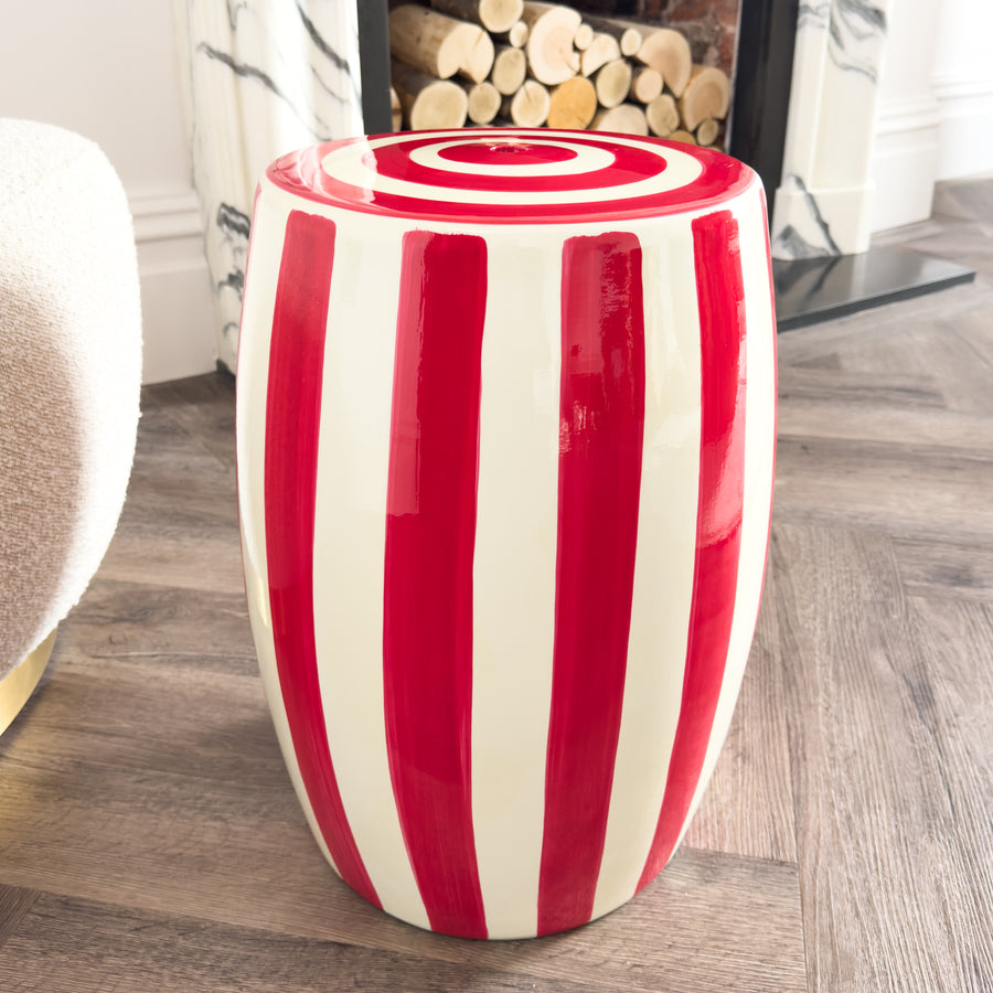 Carmine Ceramic Stool with Hand Painted Detail – Shropshire Design