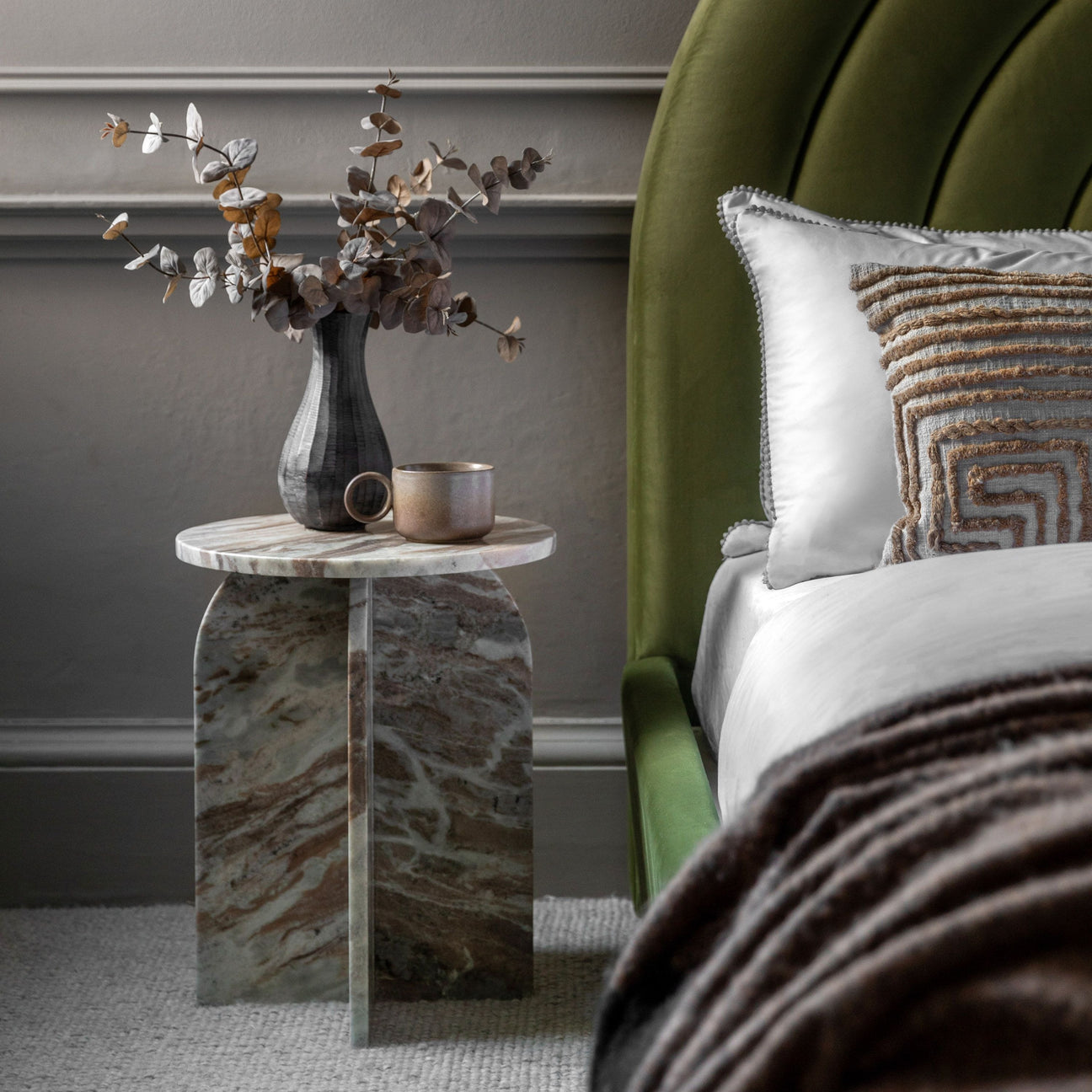 Corbin Side Table – Natural Marble – Shropshire Design