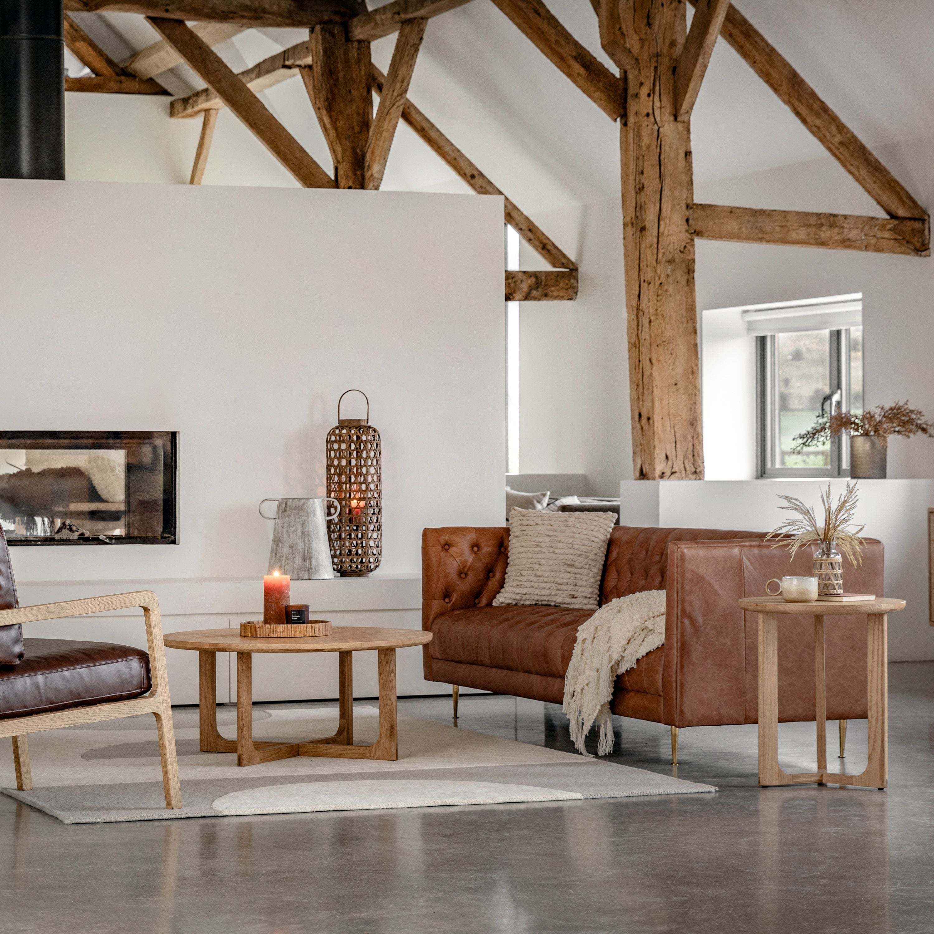 Cognac leather couch store