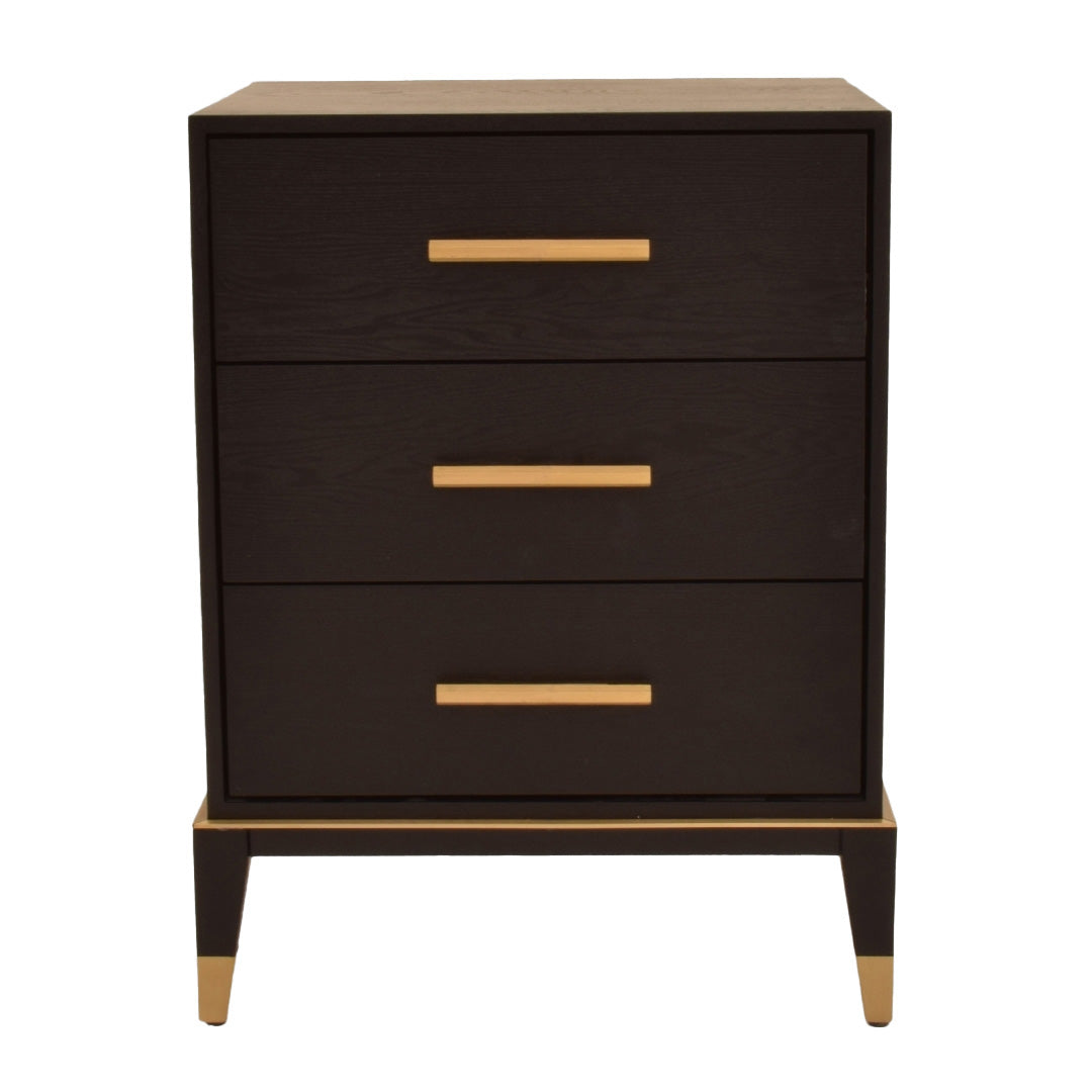 RV Astley Evan 3 Drawer Side Table – Black Ash – Shropshire Design