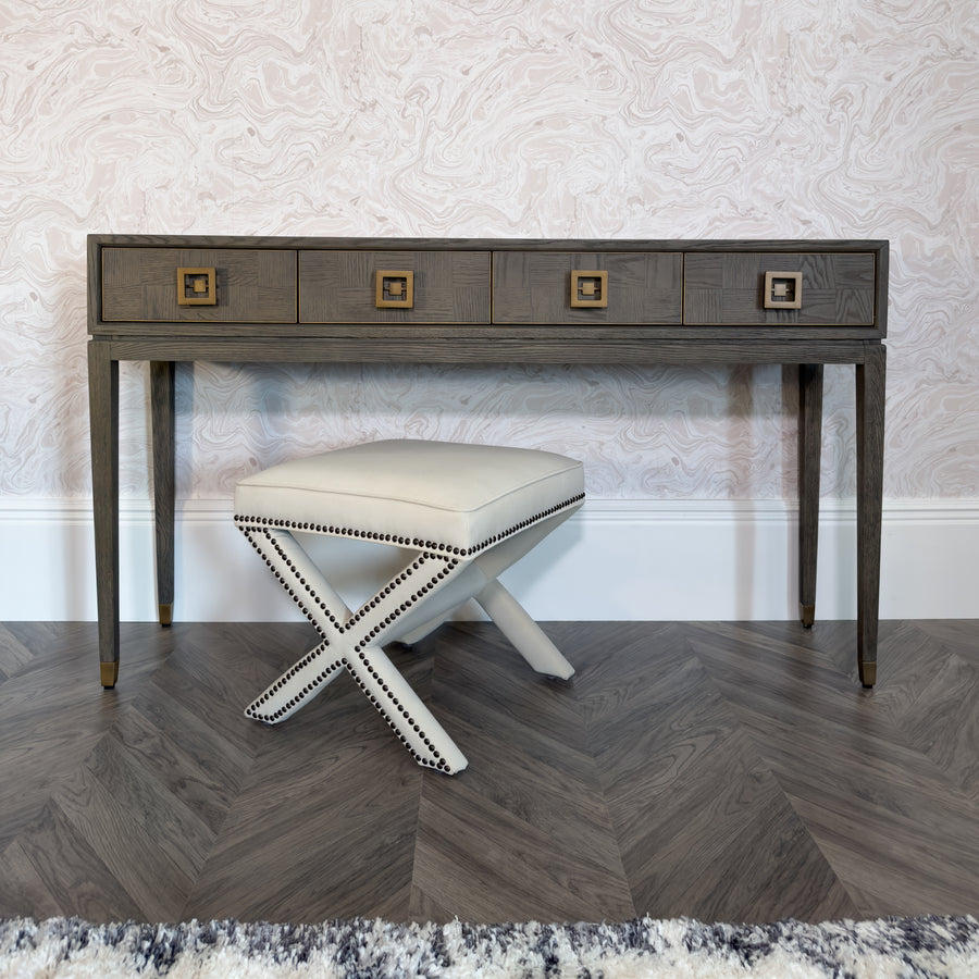 Fernsby Squares Console Table with Oak and Brass – Shropshire Design