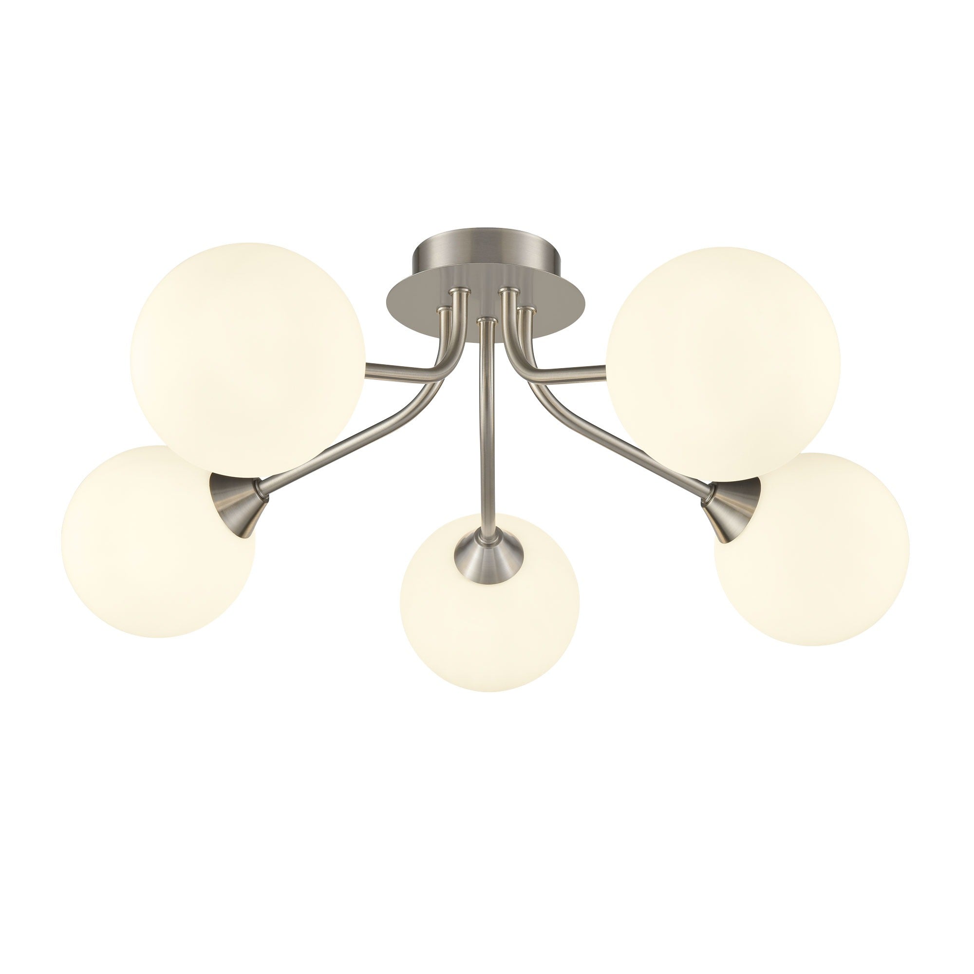 Franklite Cosmic 5 Light Fitting – Satin Nickel & Opal Glass ...