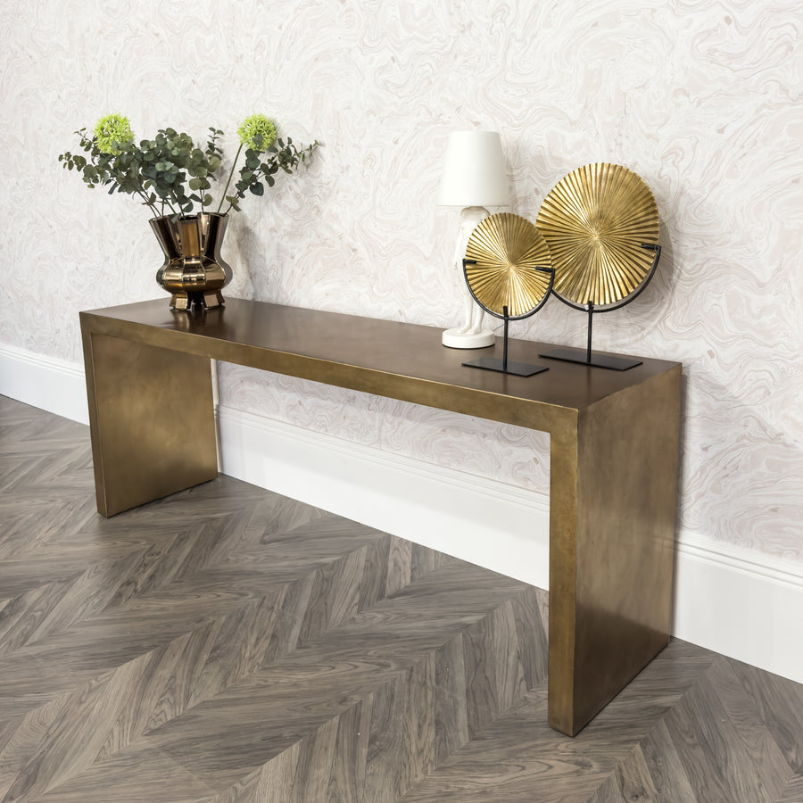 Ida Long Console Table in Distressed Iron – Shropshire Design
