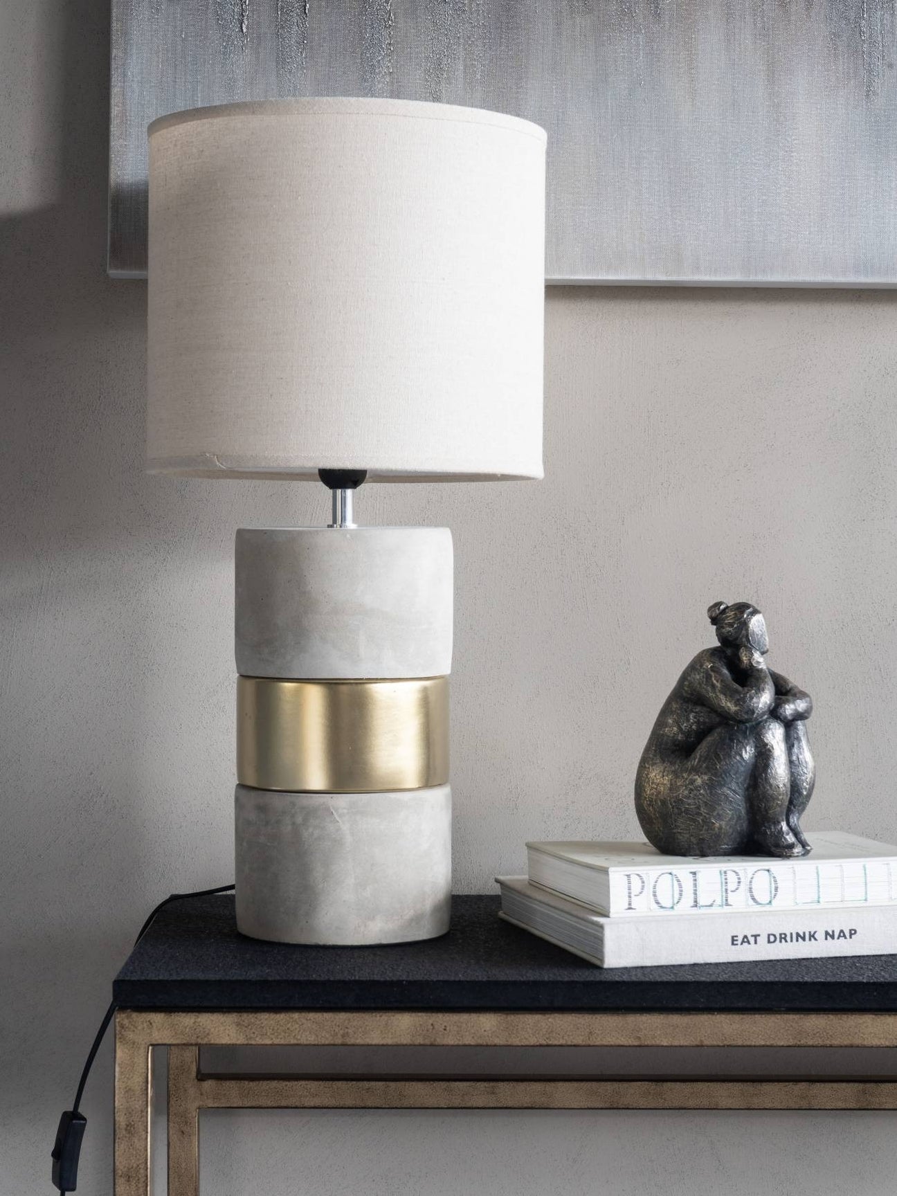 Libra Interiors Concrete and Gold Table Lamp – Shropshire Design