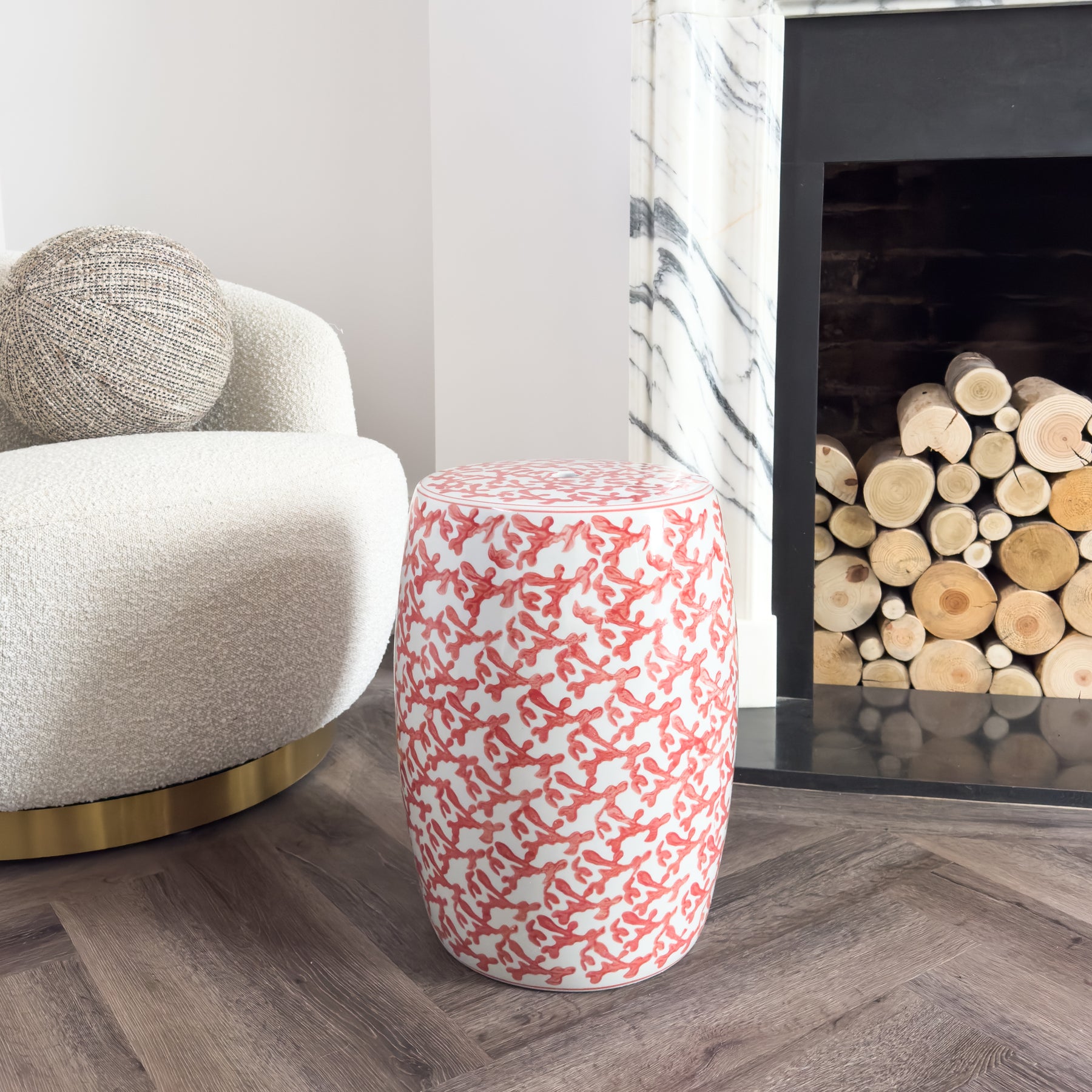 Sienna Porcelain Stool with Hand Painted Detail – Shropshire Design