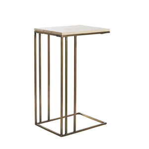 Light & Living Roshan Side Table in Sand Travertine and Antique Bronze ...