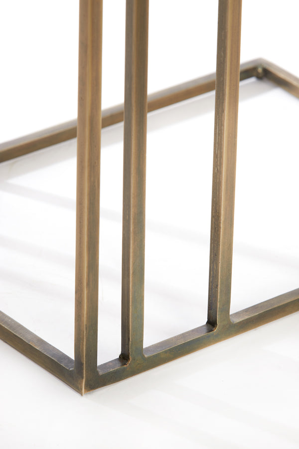 Light & Living Roshan Side Table in Sand Travertine and Antique Bronze ...