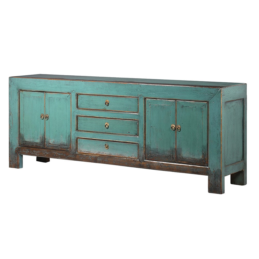 Lingbao Turquoise Sideboard with 4 Doors and 3 Drawers – Shropshire Design