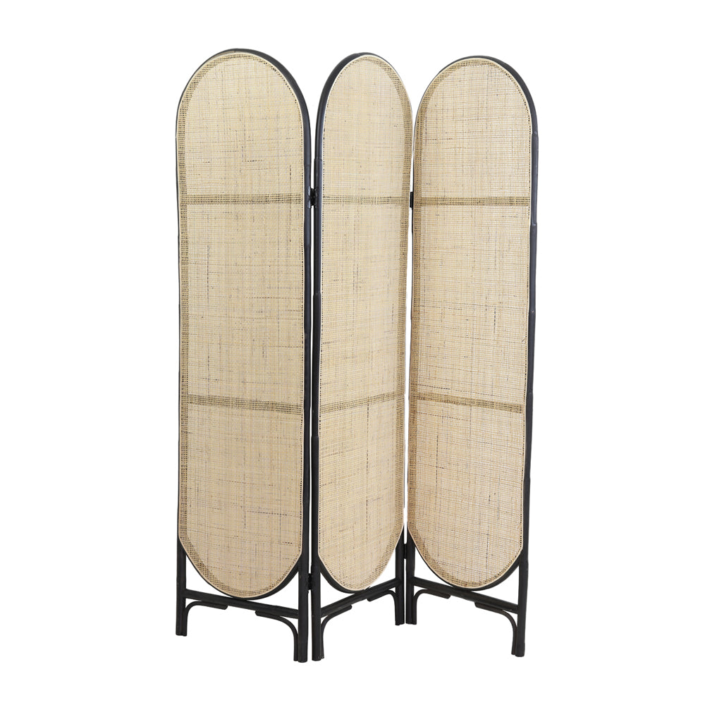 Light & Living Herwin Room Divider with Black Wood and Natural Webbing ...